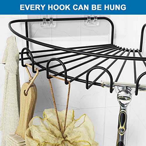 SZXIMU Corner Shower Caddy,2-Pack Shower Organizer Corner,Self Adhesive Shower Shelves,No Drilling Rustproof Shower Storage Rack, Shower Shelf for Bathroom,Kitchen,RV (Matte Black)