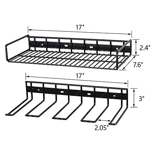 Butizone Power Tool Organizer, Wall Mounted Drill Storage Rack for Handheld & Power Tools, Heavy Duty Compact Steel Power Tool Holder, 17" Length