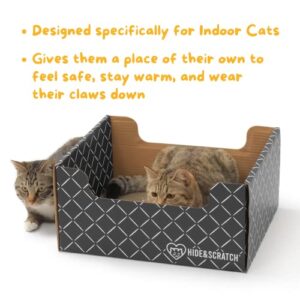 Hide & Scratch: Extra-Large Heavy Duty Cardboard Cat Scratcher and Lounger Box with Refillable Scratch Pad - Multiple Colors