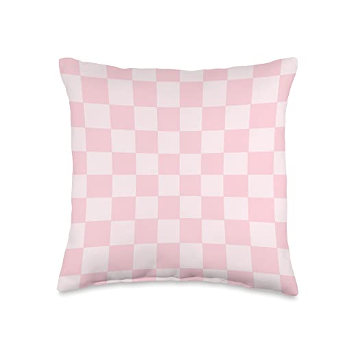 Cool Checkered Designs by LOU Classic Checker Checkerboard Blush Pink Pattern Throw Pillow, 16x16, Multicolor