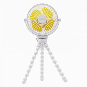 portable fan, handheld fan, mini fan, table fan with 3 speed, flexible tripod clip on bed desk bike crib treadmill stroller, 180° adjustable usb fan, personal fan for office home outdoor (white)