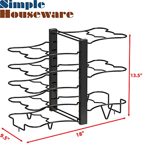 Simple Houseware Double Sided Height Adjustable Pan/Pot Organizer - 8 Compartments, Black