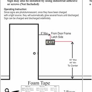 ADA Exit Sign (5" x 3" Aluminum) Tactile, Braille & Glow in the Dark | Made in USA |