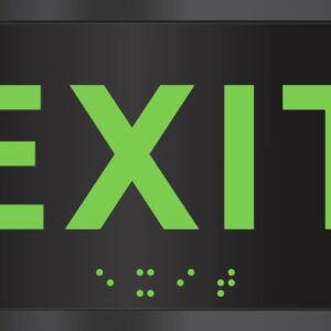 ADA Exit Sign (5" x 3" Aluminum) Tactile, Braille & Glow in the Dark | Made in USA |