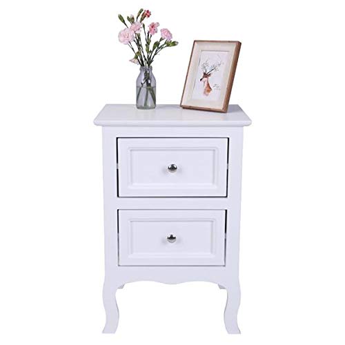 EEBUIHUI White Nightstand with 2 Drawers, Farmhouse Night Stands for Bedrooms, Small Bed Side Table/Night Stand for Small Spaces, Living Room(White)