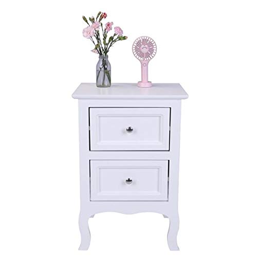 EEBUIHUI White Nightstand with 2 Drawers, Farmhouse Night Stands for Bedrooms, Small Bed Side Table/Night Stand for Small Spaces, Living Room(White)