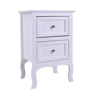 EEBUIHUI White Nightstand with 2 Drawers, Farmhouse Night Stands for Bedrooms, Small Bed Side Table/Night Stand for Small Spaces, Living Room(White)