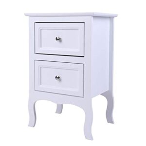 EEBUIHUI White Nightstand with 2 Drawers, Farmhouse Night Stands for Bedrooms, Small Bed Side Table/Night Stand for Small Spaces, Living Room(White)