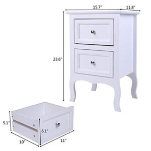 EEBUIHUI White Nightstand with 2 Drawers, Farmhouse Night Stands for Bedrooms, Small Bed Side Table/Night Stand for Small Spaces, Living Room(White)