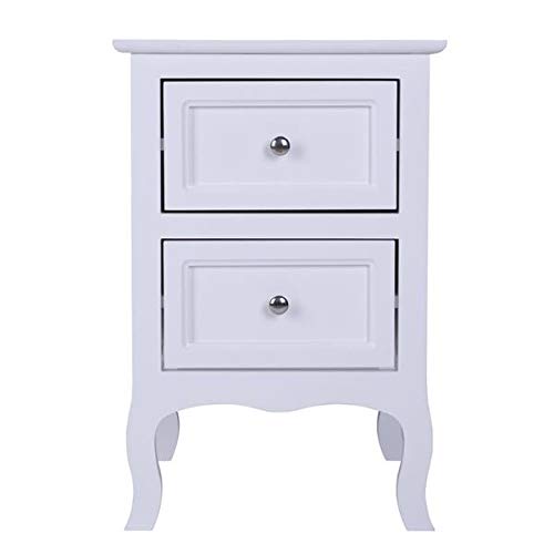 EEBUIHUI White Nightstand with 2 Drawers, Farmhouse Night Stands for Bedrooms, Small Bed Side Table/Night Stand for Small Spaces, Living Room(White)