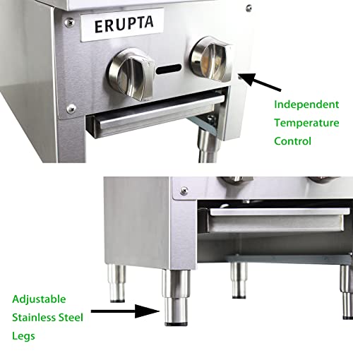 ERUPTA 12'' Commercial Hot Plate Natural or Propane Countertop Gas Cook Stove Range with 2 Burners BTU 56,000 Restaurant Equipment¡­