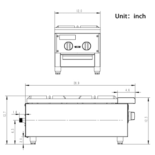 ERUPTA 12'' Commercial Hot Plate Natural or Propane Countertop Gas Cook Stove Range with 2 Burners BTU 56,000 Restaurant Equipment¡­