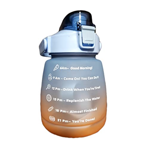 Motivational Pot Belly water bottle with time markers (Ombre Blue)