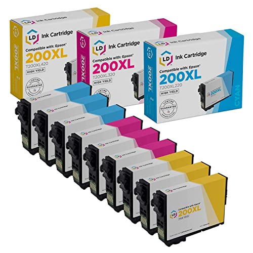 LD Products Remanufactured Replacements for Epson 200xl Ink Cartridges 200 XL High Yield for XP-200, XP-300, XP-310, XP-400, WF-2520, WF-2530, WF-2540 (3 Cyan, 3 Magenta, 3 Yellow, 9-Pack)