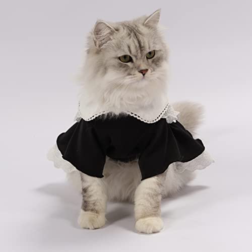 apott Pet Maid Outfit Cat Princess Dresses Adorable Costume with Headwear for Cats Dogs Birthday Party Black L