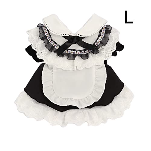 apott Pet Maid Outfit Cat Princess Dresses Adorable Costume with Headwear for Cats Dogs Birthday Party Black L