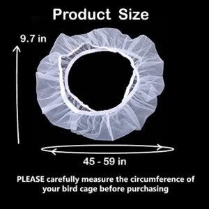 SIMENA Bird Cage Seed Catcher, Skirt for Bird Cage, Nylon Mesh Bird Cage Liners, Easy Cleaning Bird Cage Cover for Small and Medium Sized Cages (White, 45"-59")