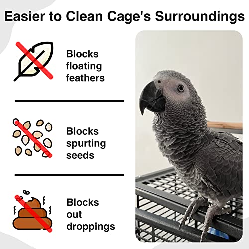 SIMENA Bird Cage Seed Catcher, Skirt for Bird Cage, Nylon Mesh Bird Cage Liners, Easy Cleaning Bird Cage Cover for Small and Medium Sized Cages (White, 45"-59")