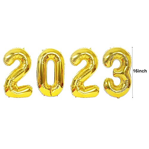 16inch 2023 Number Foil Balloons for New Years Eve Party Supplies Festival Party Anniversary Party Graduation Decorations Home Office Décor- Gold