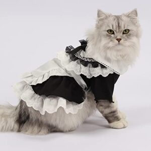 apott Pet Maid Outfit Cat Princess Dresses Adorable Costume with Headwear for Cats Dogs Birthday Party Black XL