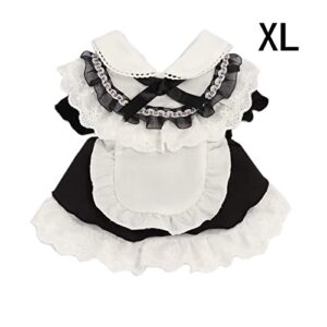 apott Pet Maid Outfit Cat Princess Dresses Adorable Costume with Headwear for Cats Dogs Birthday Party Black XL