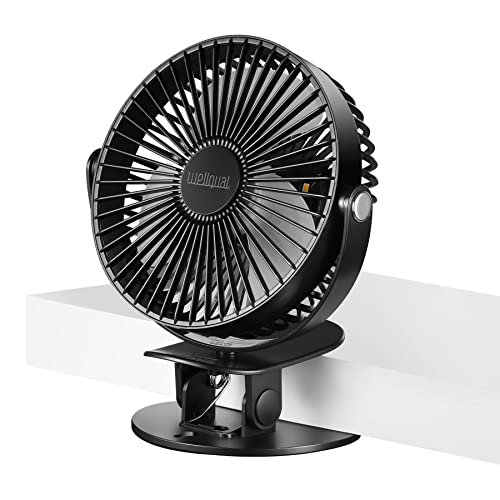 wellqual USB Table fan,mini fan rechargeable USB with clip,6 inch fans Small and Quiet,5000mAh Rechargeable Battery Powered Fan,Baby Stroller Fan with Light