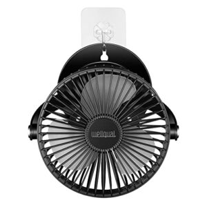 wellqual USB Table fan,mini fan rechargeable USB with clip,6 inch fans Small and Quiet,5000mAh Rechargeable Battery Powered Fan,Baby Stroller Fan with Light