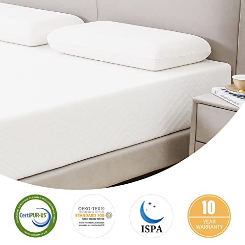 MUUEGM 6 Inch Twin Size Mattress,Cooling Gel Green Tea AeroFusion Memory Foam Mattress,Twin Mattress in a Box,Pressure Relieving,Medium Firm,CertiPUR-US Certified,White