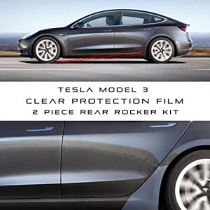 Crystal Shield 2017 - 2023 Tesla Model 3 Rear Rocker Paint Protection Film Kit 8 Mil Thick PPF Clear - Squeegee & Install Gel Accessories Included 10 Year Warranty