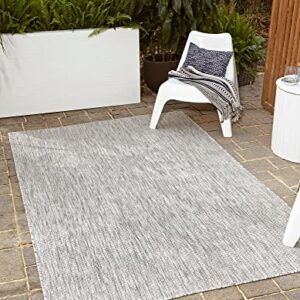 Rugs.com Outdoor Solid Collection Rug – 3' x 5' Light Gray Flatweave Rug Perfect for Entryways, Kitchens, Breakfast Nooks, Accent Pieces