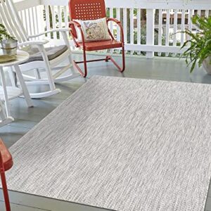 Rugs.com Outdoor Solid Collection Rug – 3' x 5' Light Gray Flatweave Rug Perfect for Entryways, Kitchens, Breakfast Nooks, Accent Pieces