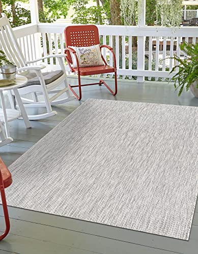 Rugs.com Outdoor Solid Collection Rug – 3' x 5' Light Gray Flatweave Rug Perfect for Entryways, Kitchens, Breakfast Nooks, Accent Pieces