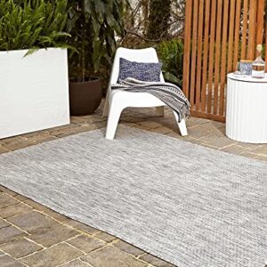 Rugs.com Outdoor Solid Collection Rug – 3' x 5' Light Gray Flatweave Rug Perfect for Entryways, Kitchens, Breakfast Nooks, Accent Pieces