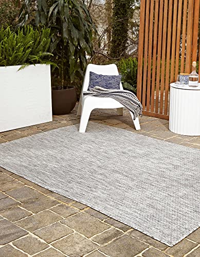 Rugs.com Outdoor Solid Collection Rug – 3' x 5' Light Gray Flatweave Rug Perfect for Entryways, Kitchens, Breakfast Nooks, Accent Pieces