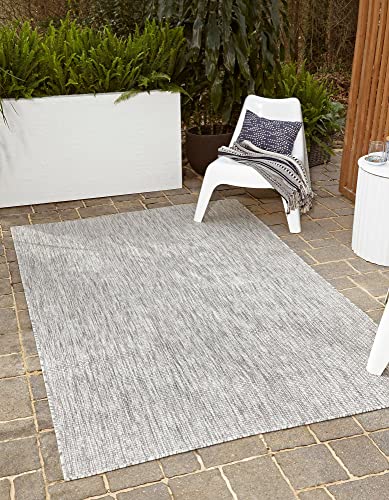 Rugs.com Outdoor Solid Collection Rug – 3' x 5' Light Gray Flatweave Rug Perfect for Entryways, Kitchens, Breakfast Nooks, Accent Pieces