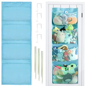 stuffed animal storage net, over the door organizer storage for stuffed animals plush toy, stuffed animal storage ideas holder with 4 large pockets hanging door organizer for kid room bathroom kitchen