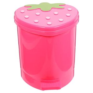 cute strawberry desk trash can，wastebasket garbage container mini desktop trash can, plastic strawberry swing lid countertop trash for food organizer for office, room, rubbish bin desk small trash bin ( pink )