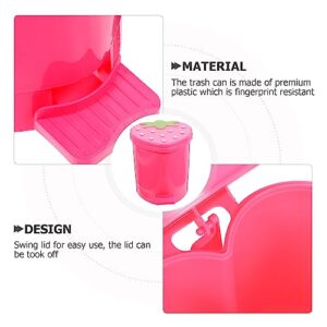 Cute Strawberry Desk Trash Can，Wastebasket Garbage Container Mini Desktop Trash Can, Plastic Strawberry Swing Lid Countertop Trash for Food Organizer for Office, Room, rubbish bin Desk small trash bin ( Pink )