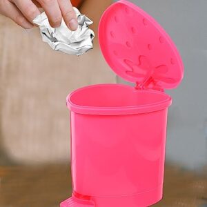 Cute Strawberry Desk Trash Can，Wastebasket Garbage Container Mini Desktop Trash Can, Plastic Strawberry Swing Lid Countertop Trash for Food Organizer for Office, Room, rubbish bin Desk small trash bin ( Pink )