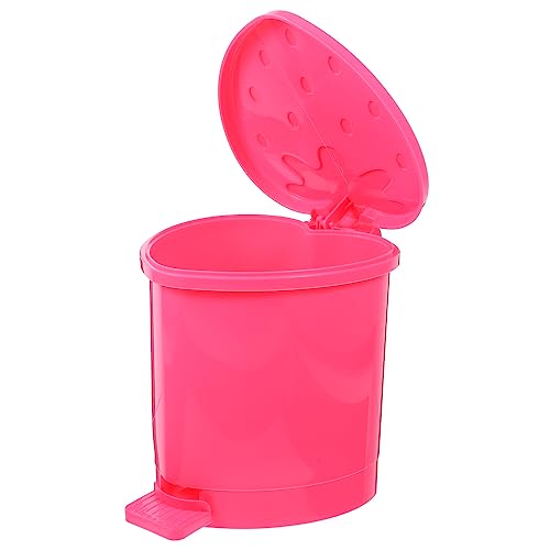 Cute Strawberry Desk Trash Can，Wastebasket Garbage Container Mini Desktop Trash Can, Plastic Strawberry Swing Lid Countertop Trash for Food Organizer for Office, Room, rubbish bin Desk small trash bin ( Pink )