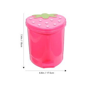 Cute Strawberry Desk Trash Can，Wastebasket Garbage Container Mini Desktop Trash Can, Plastic Strawberry Swing Lid Countertop Trash for Food Organizer for Office, Room, rubbish bin Desk small trash bin ( Pink )