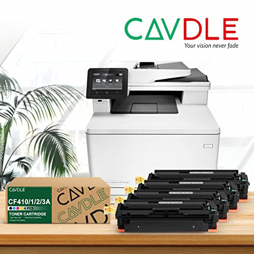 CAVDLE 410A Remanufactured Toner Cartridge Replacement for CF410A 410A Work with Color MFP M377dw M452dn M452dw M452nw M477fdw M477fnw M477fdn Printer (Black Cyan Yellow Magenta, 4-Pack)