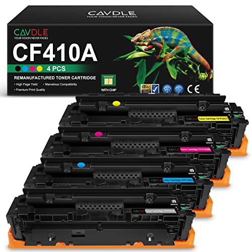 CAVDLE 410A Remanufactured Toner Cartridge Replacement for CF410A 410A Work with Color MFP M377dw M452dn M452dw M452nw M477fdw M477fnw M477fdn Printer (Black Cyan Yellow Magenta, 4-Pack)