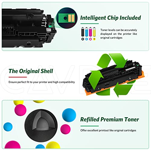 CAVDLE 410A Remanufactured Toner Cartridge Replacement for CF410A 410A Work with Color MFP M377dw M452dn M452dw M452nw M477fdw M477fnw M477fdn Printer (Black Cyan Yellow Magenta, 4-Pack)