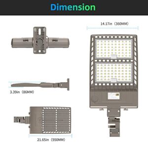 320W LED Parking Lot Lights Arm Mount for Round Square Pole 100-277V 44800LM UL DLC 5000K LED Shoebox Lights Fixtures IP65 Outdoor Commercial Street Area Lighting Replace 1200W Metal Halide HID HPS