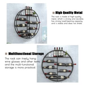 Wall Mounted Wine Rack,Round Wine Glass Goblet Holder,Metal Hanging Wine Rack for Bar Wine Cellar Kitchen Storage Display (60x10x60cm(24x4x24inch))