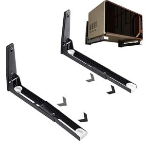 304 stainless steel microwave wall mount brackets universal shelf wall bracket telescopic microwave oven rack adjustable folding sturdy kitchen accessories (black)