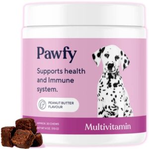 pawfy multivitamin chews | 15 in 1 premium supplement | immunity | joints | skin | coat | energy | with vitamins, oils & minerals