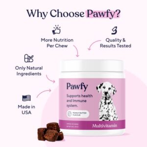 Pawfy Multivitamin Chews | 15 in 1 Premium Supplement | Immunity | Joints | Skin | Coat | Energy | with Vitamins, Oils & Minerals