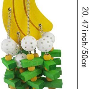 Litewoo Large Bird Parrot Chewing Toys, Colorful Banana Shape Chew Wood Toy for Medium Large Bird and Parrot